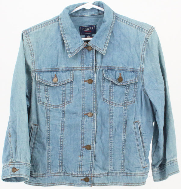 Shop Chaps Denim Light Blue Lightweight Denim Jacket | Thriftezee
